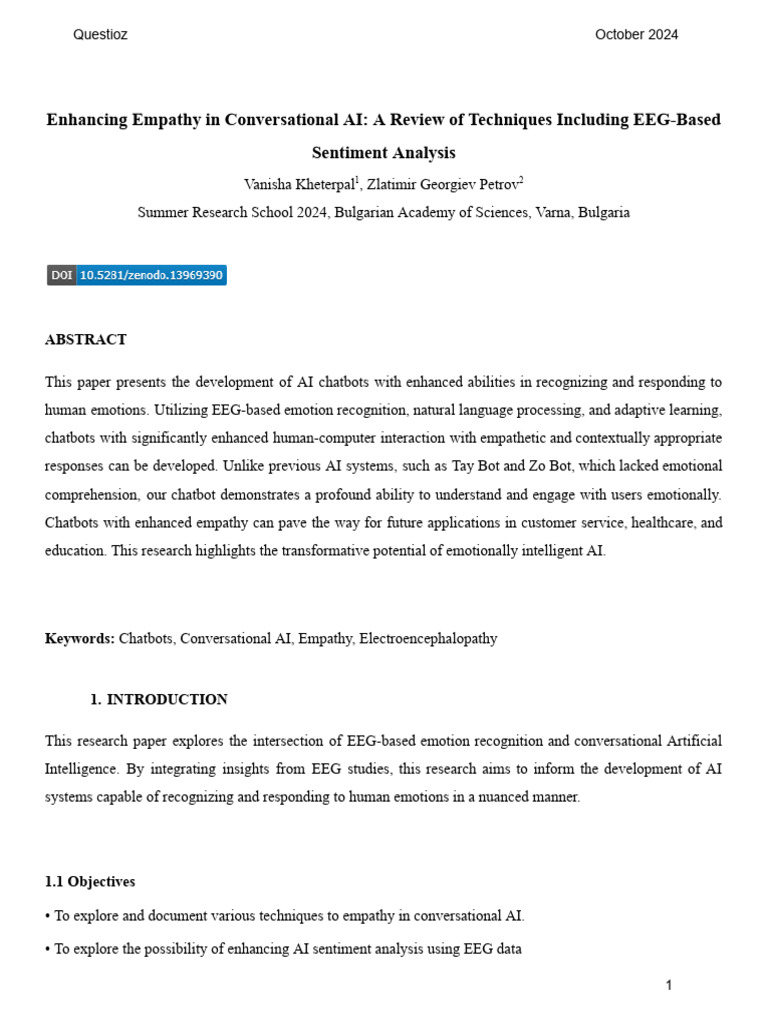 Enhancing Empathy in Conversational AI_ A Review of Techniques Including EEG-Based Sentiment ...