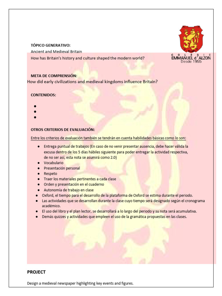 META DE APRENDIZAJE inglés | PDF