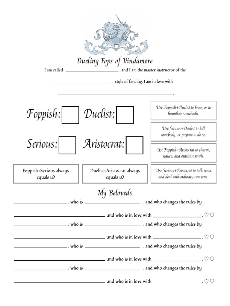 Dueling Fops of Vindamere Guide | PDF