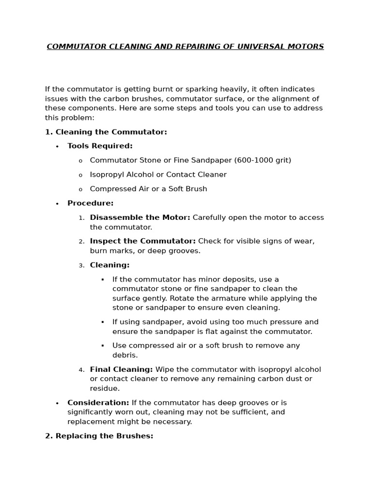 Commutator Cleaning and Repair Guide | PDF | Mechanical Engineering ...