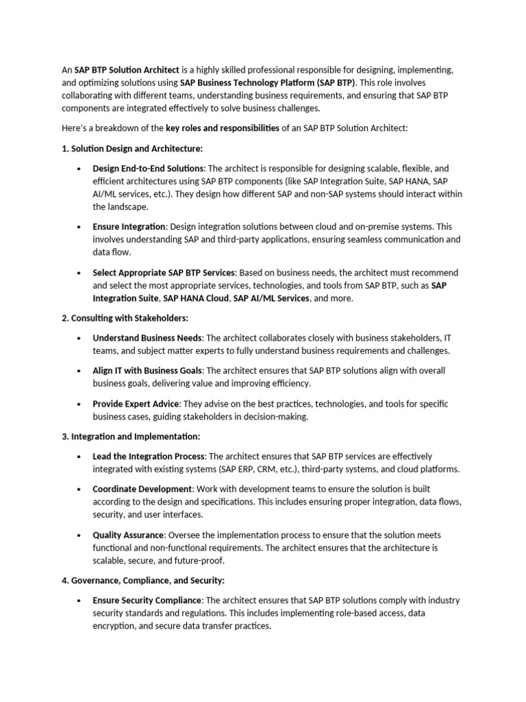 SAP BTP Solution Architect Overview | PDF | Cloud Computing | Computer ...