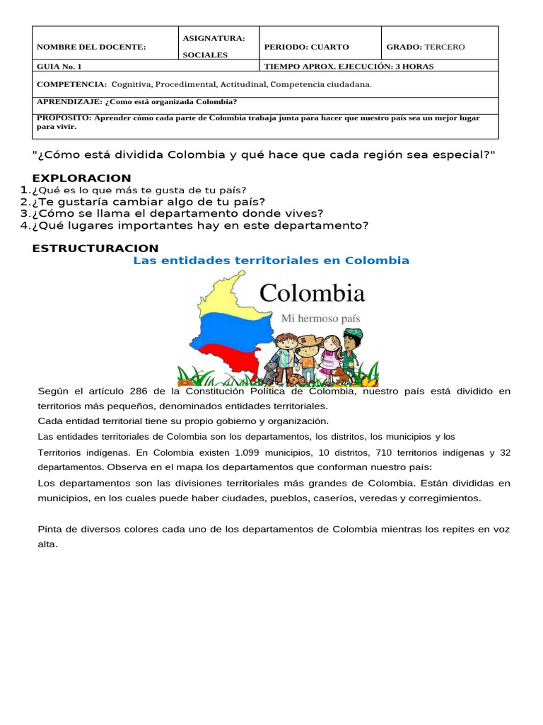 Sociales Como Esta Organizada Colombia | PDF | Legislador | Colombia