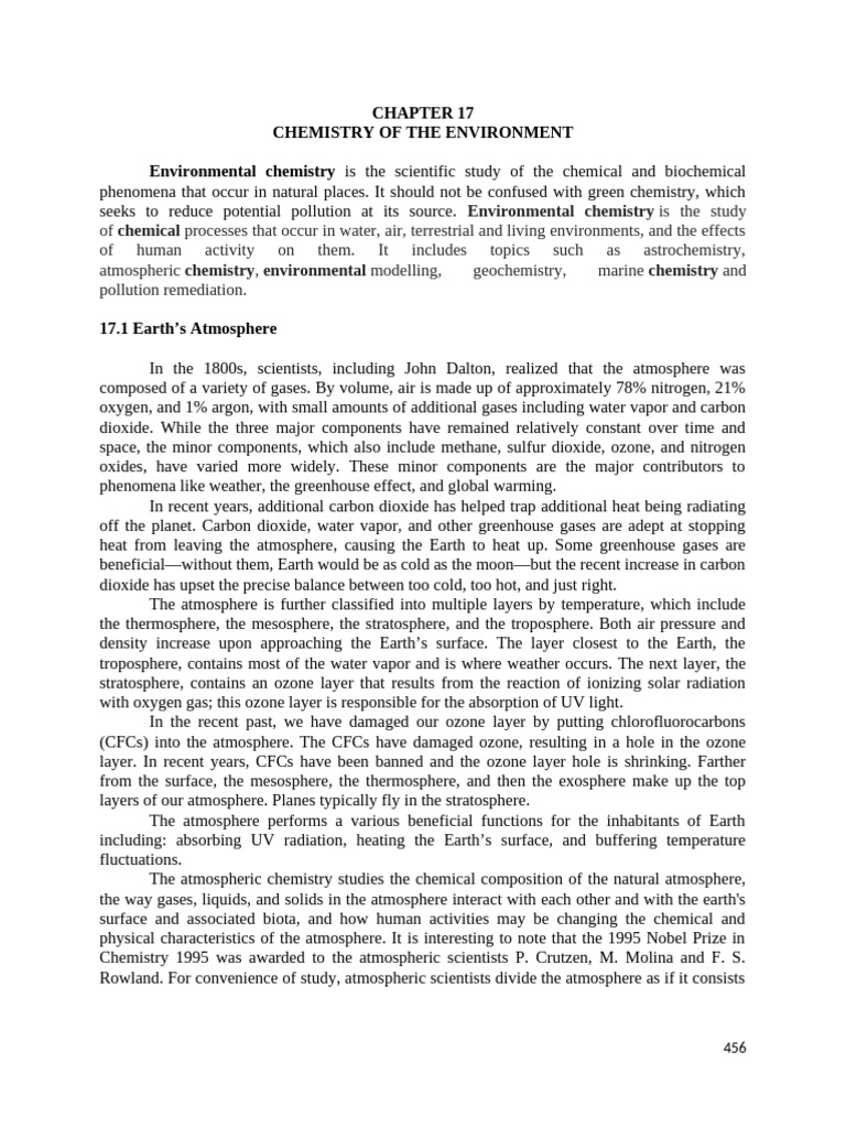 CHAPTER-17-Chemistry-of-the-Environment1 | PDF | Atmosphere Of Earth | Atmosphere