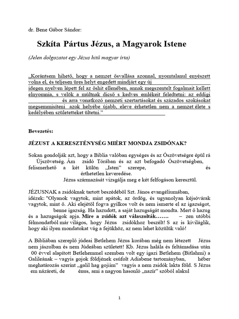 A Szkíta-Pártus Jézus, A Magyarok Istene | PDF