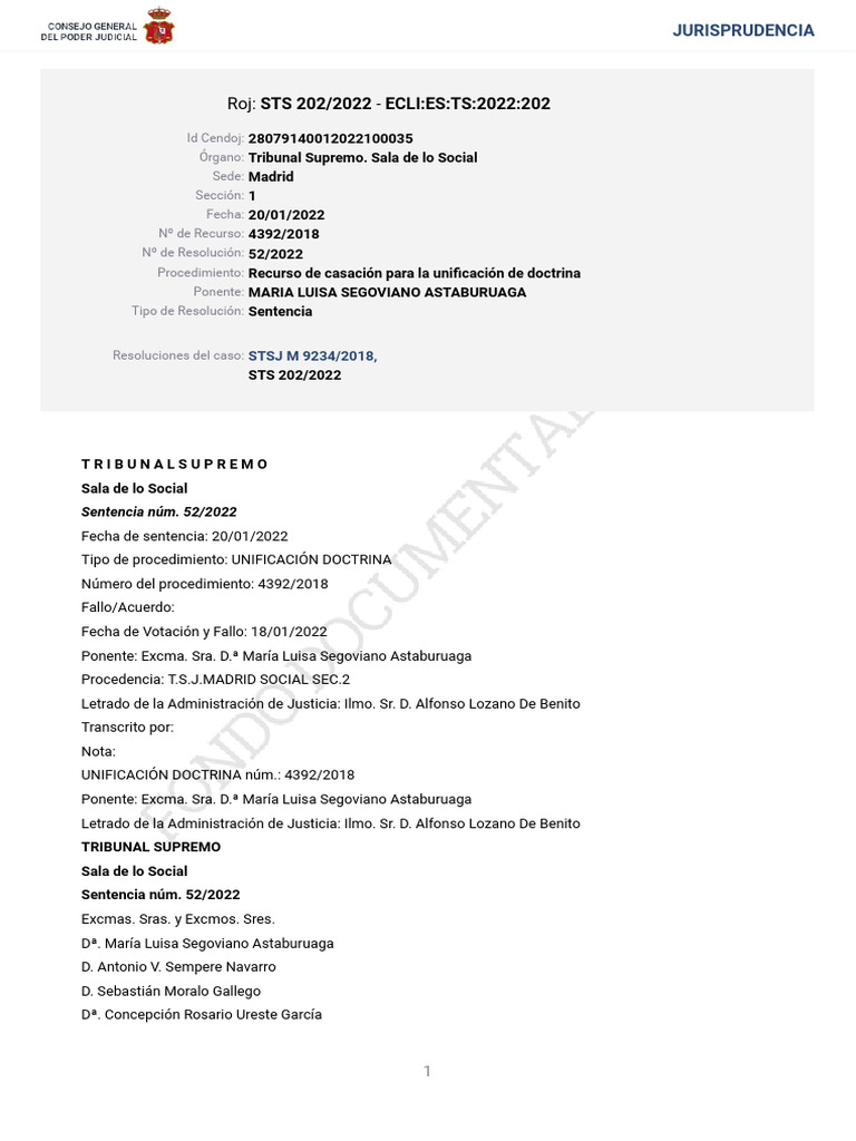 STS_202_2022 | PDF | Caso de ley | Ley procesal