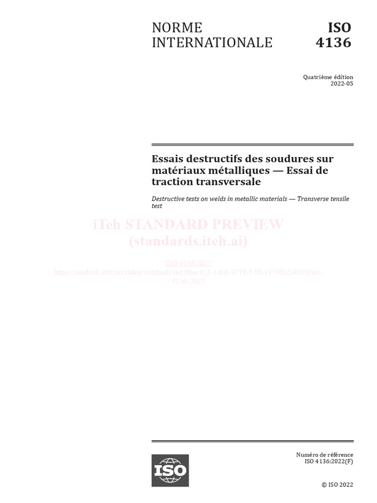 Iso 4136 2022 | PDF | Soudage | Construction