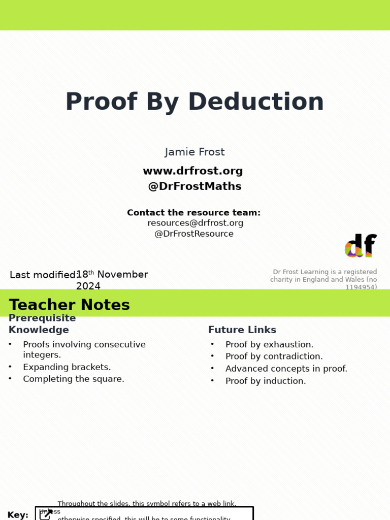Proof by Deduction - Lesson | PDF | Mathematical Proof | Numbers