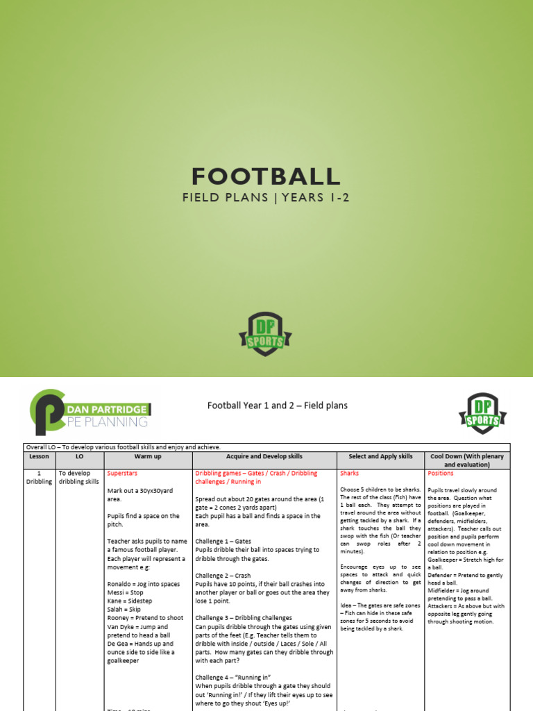Football Year 1 2 Field Plans | PDF