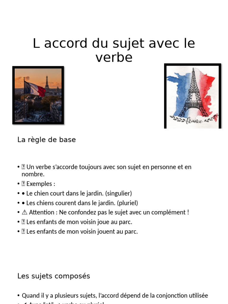 L Accord Du Sujet Avec Le Verbe | PDF | Nombre grammatical | Verbe
