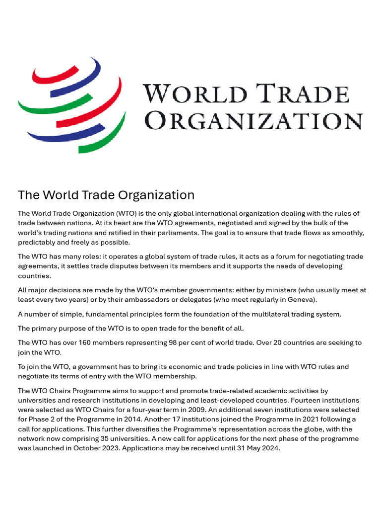 Overview of the World Trade Organization | PDF | International ...