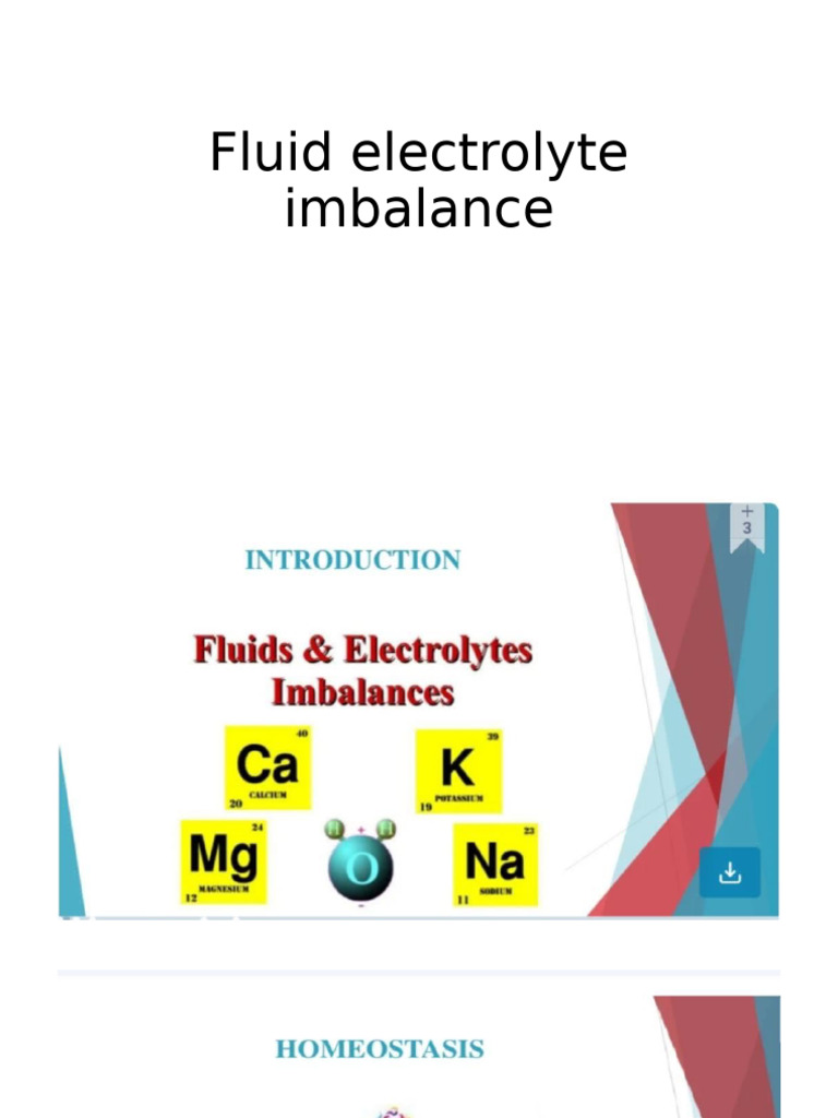 Fluid Electrolyte Imbalance | PDF
