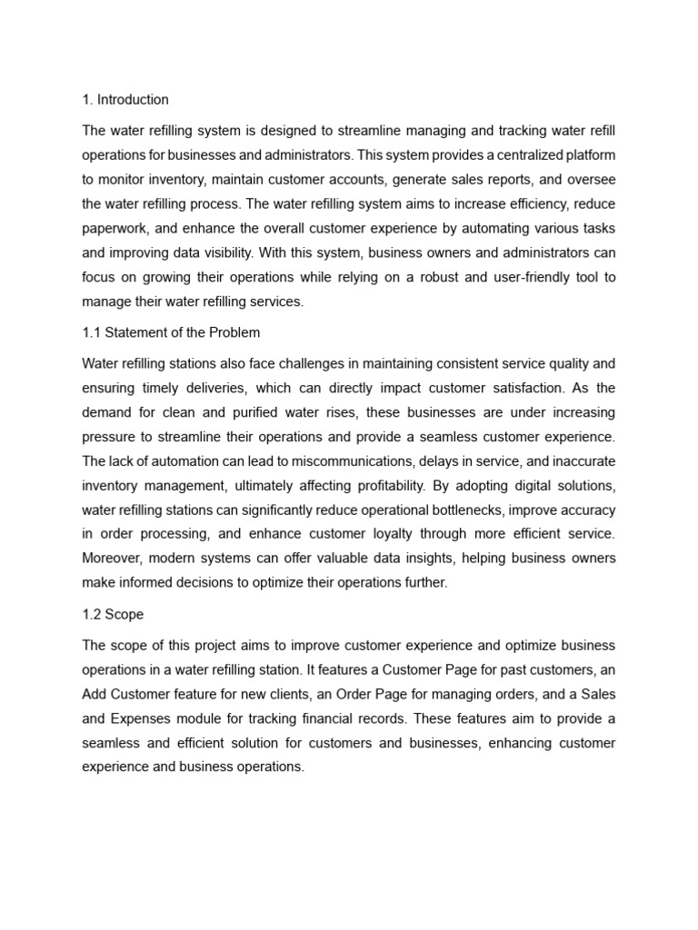 Project Proposal - Water Refilling System - CLARIN - MULIT - MADULARA ...