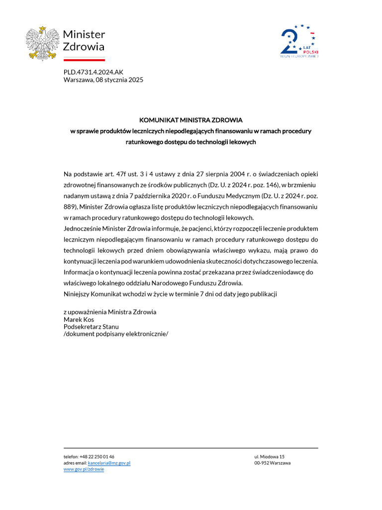 Wykaz Leków Niefinansowanych W Ramach RDTL 012025 | PDF