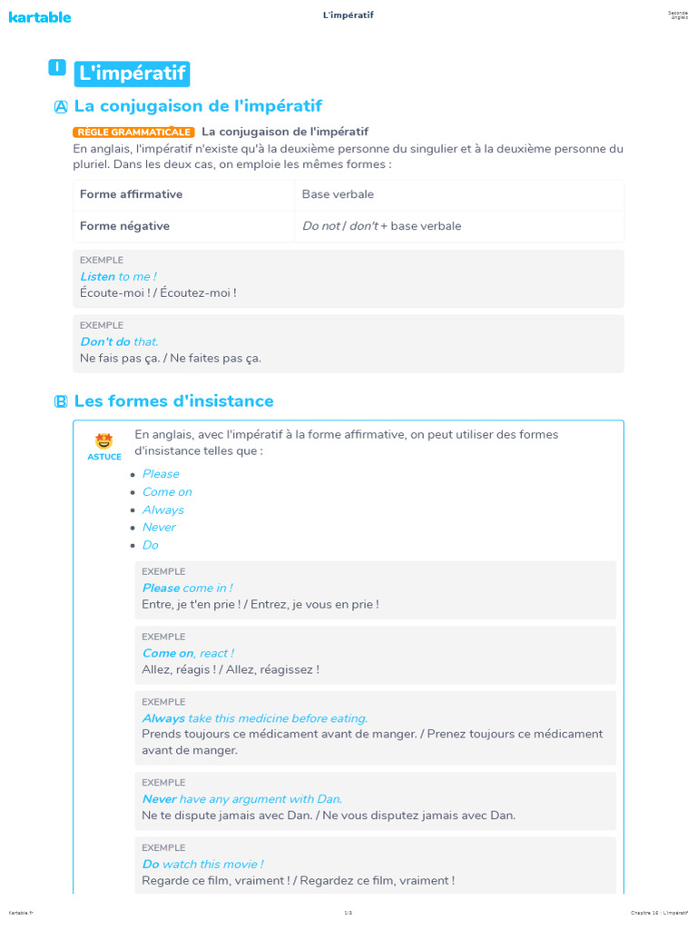 Exemples d'impératif en anglais | PDF | Verbe | Unités sémantiques