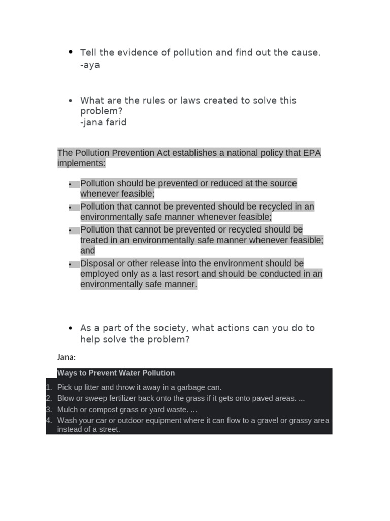 Tell The Evidence of Pollution and Find Out The Cause | PDF