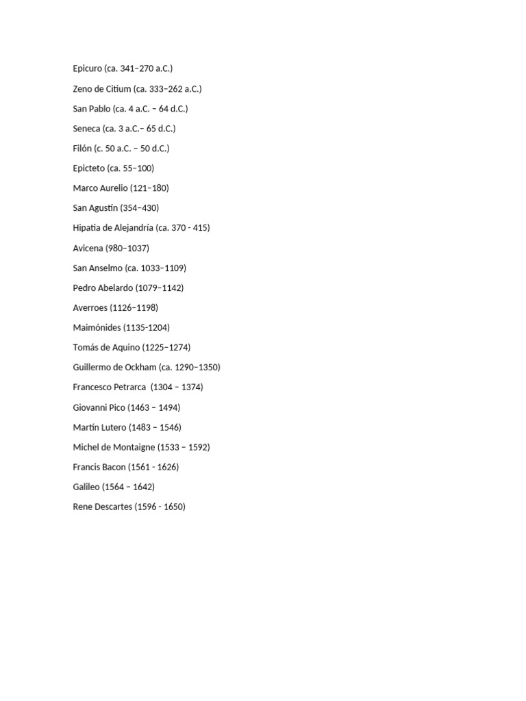 Lista Cronologica de Filosofos de La Mente | PDF