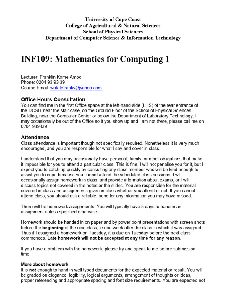Mathematics for Computing Course Guide | PDF | Trigonometric Functions ...