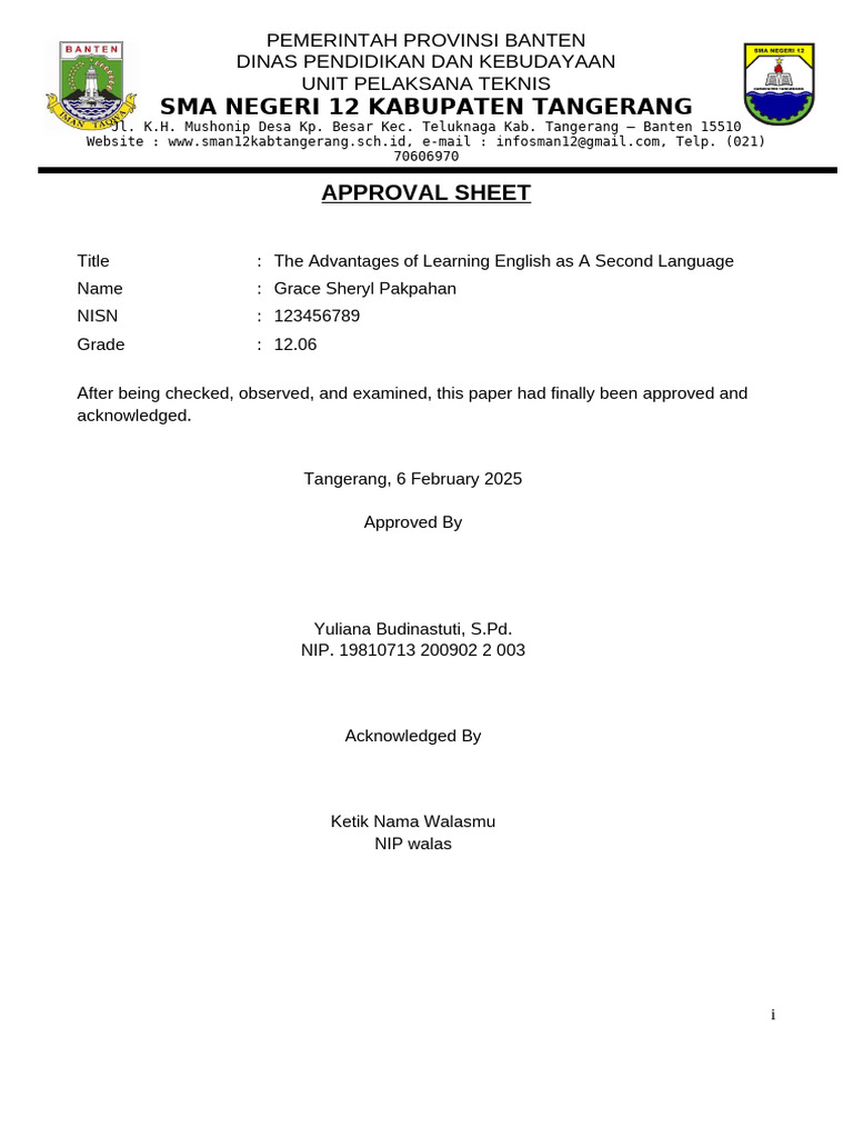 Format Lembar Pengesahan | PDF