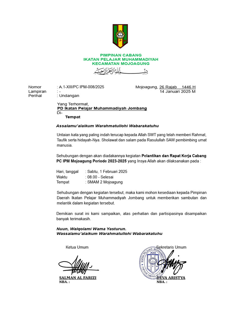 Undangan PD IPM | PDF