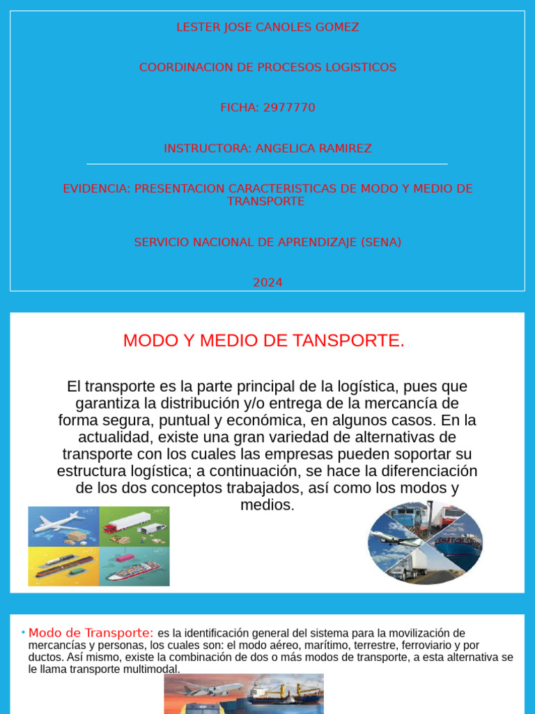 Modos y Medios de Transporte Logístico | PDF | Transporte | Transporte ...