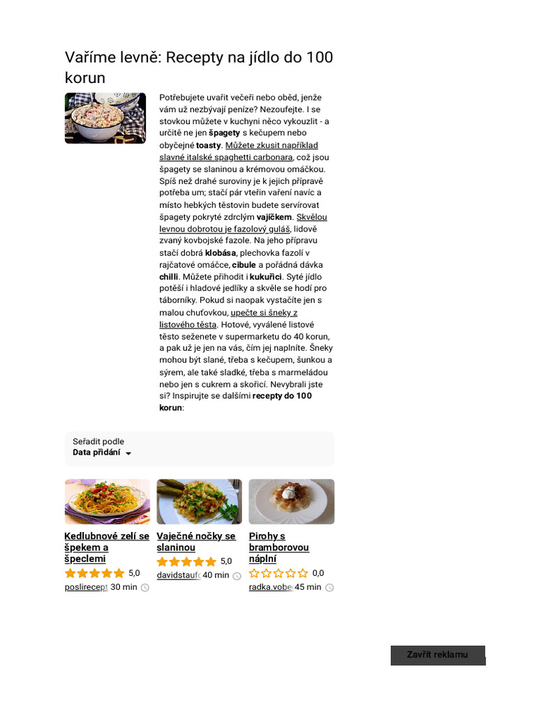 Levné recepty do 100 korun - TopRecepty.cz | PDF