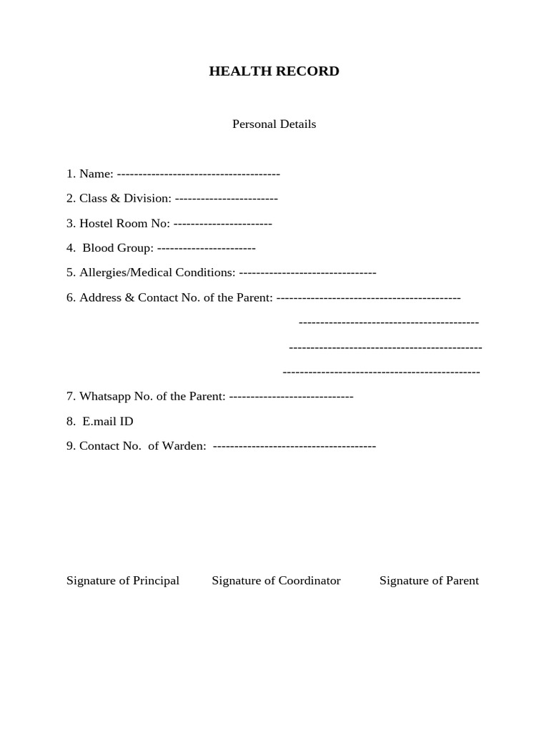 Health Record | PDF | Dose (Biochemistry) | Chemistry
