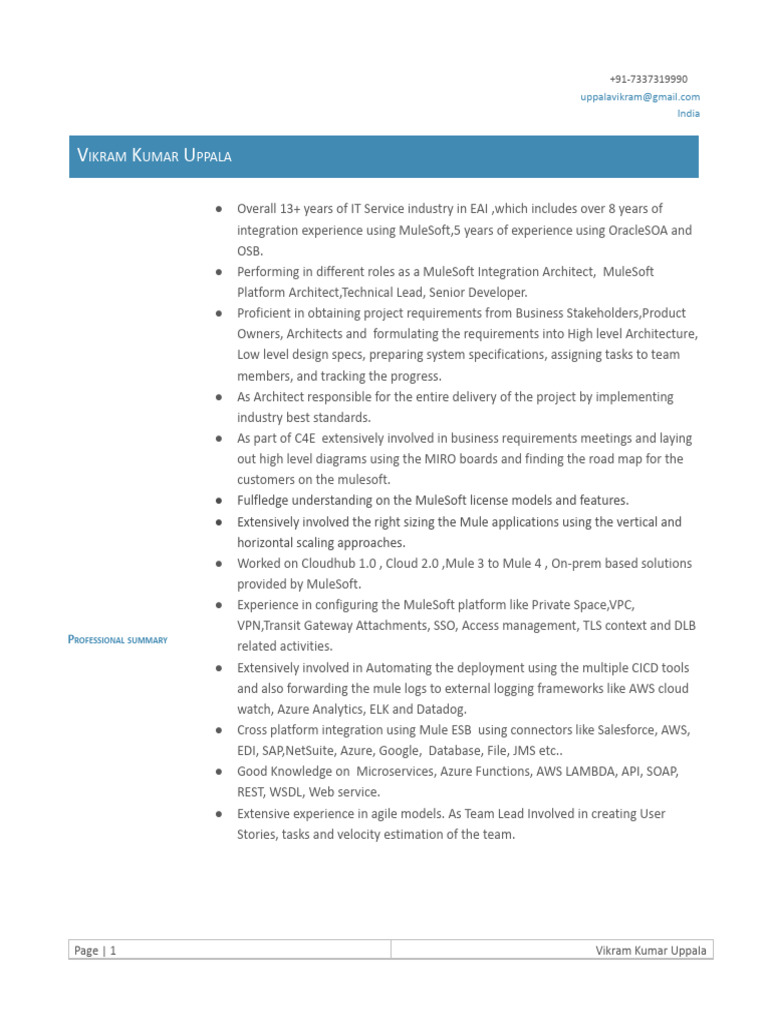 Vikram Kumar Uppala MuleSoft-Architect PDF | PDF | Web Service | Microsoft Azure