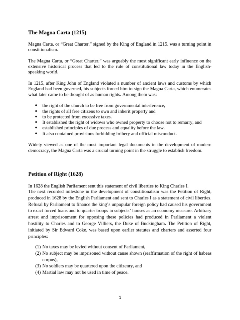 Class Summary The Magna Carta | PDF | United States Declaration Of ...