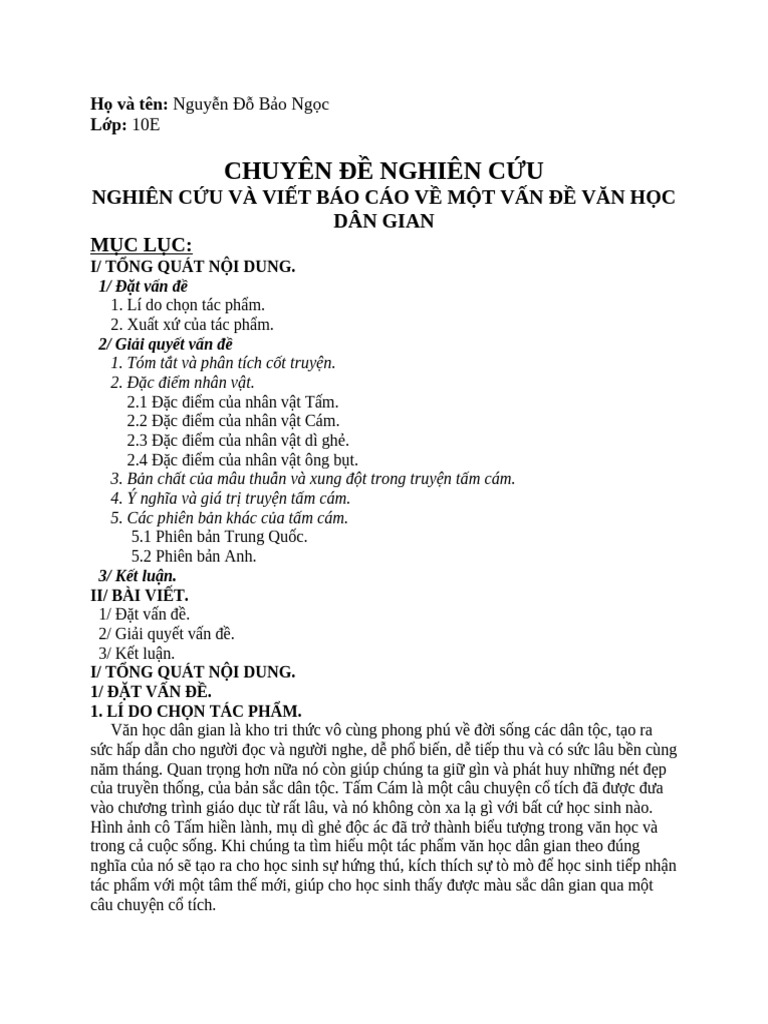 Chuyên Đề Nghiên Cứu Nv10 | PDF