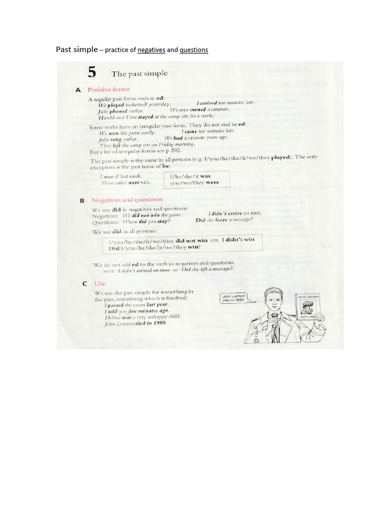 Past Simple - Negatives + Questions | PDF