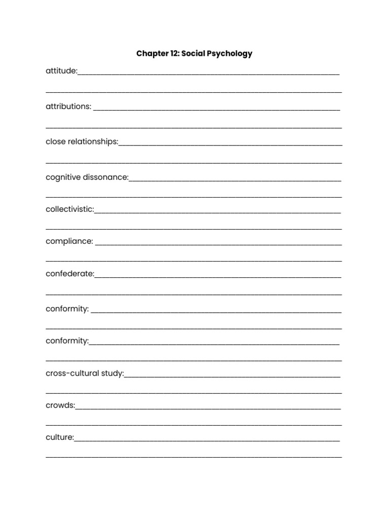 Chapter 12_ Social Psychology Vocab Guide | PDF | Social Psychology ...