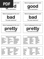Grade 5 Vocabulary Synonyms Antonyms | PDF