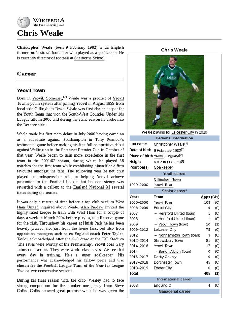 Chris_Weale | PDF | English Football League | Association Football