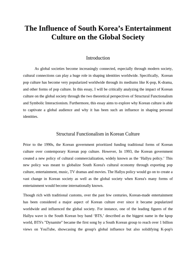 Global Impact of Korean Pop Culture | PDF | South Korea | World Politics