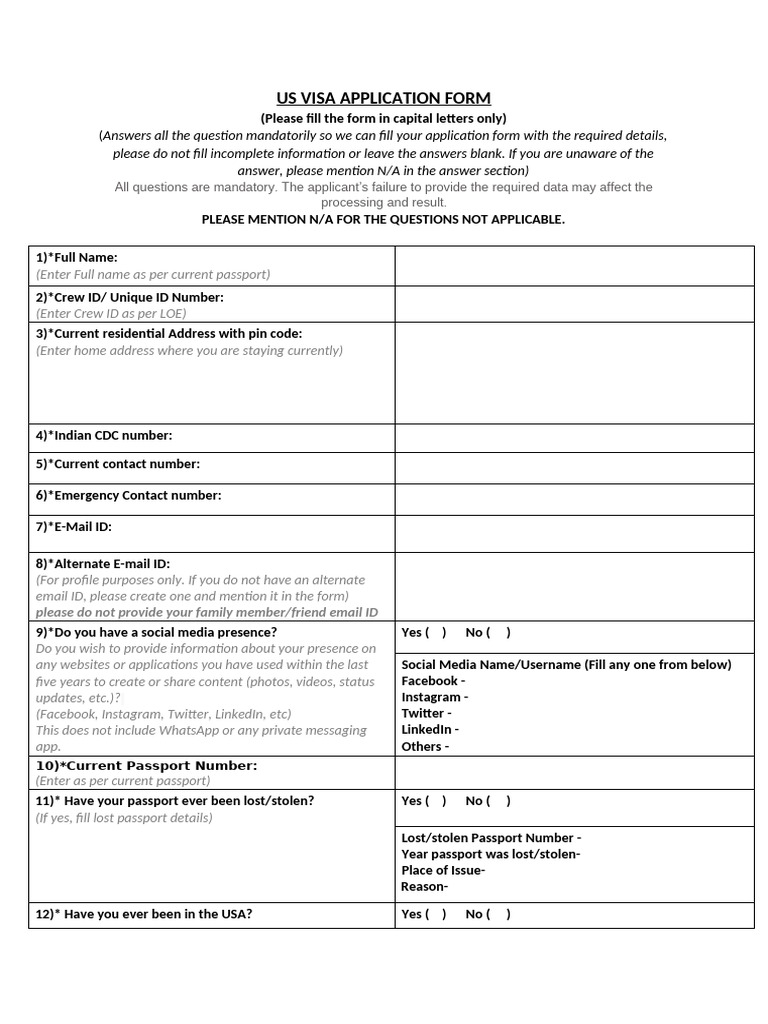 Us Visa Application Form New-2022-2023 | PDF | Travel Visa | Linked In