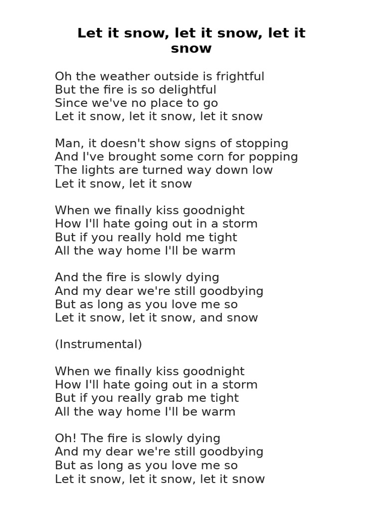 Let It Snow, Let It Snow, Let It Snow Lyrics | PDF
