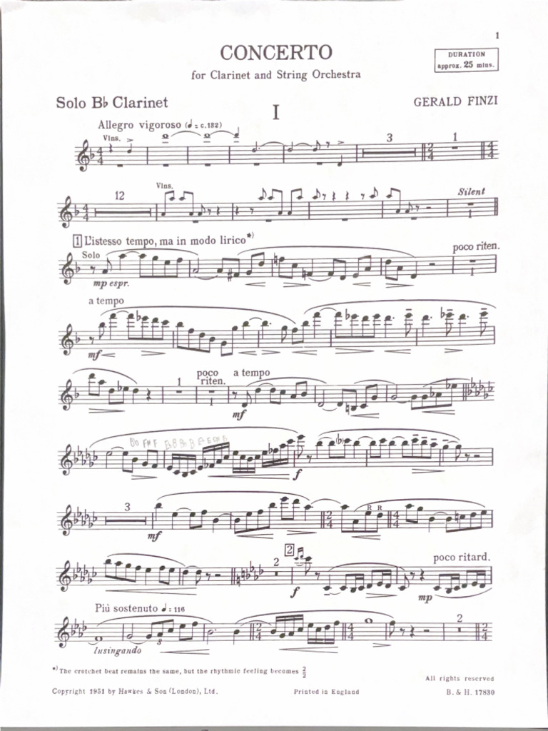 Finzi: Clarinet Concerto | PDF