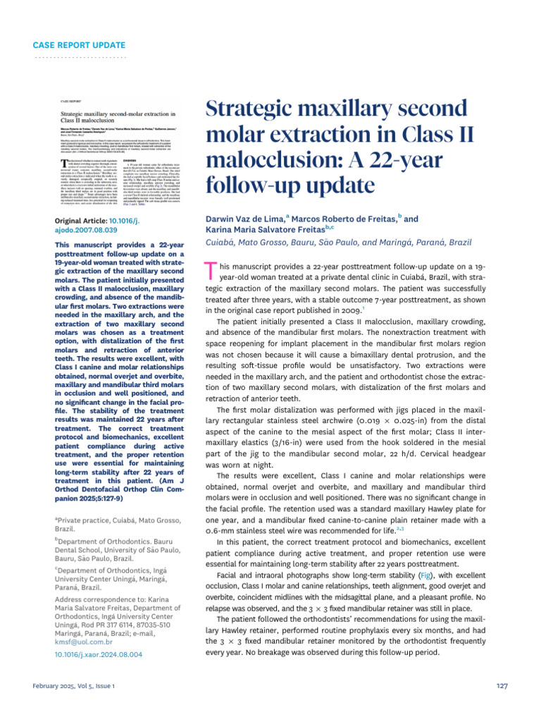Strategic Maxillary Second Molar Extraction in Cla | PDF | Orthodontics | Mouth