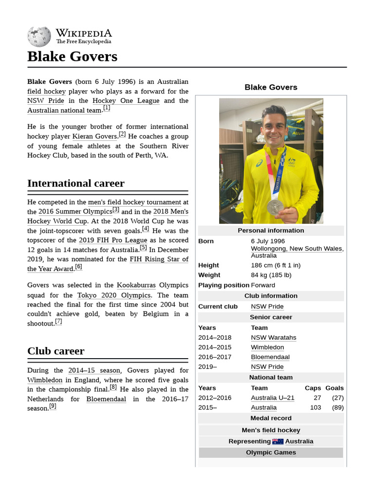 Blake_Govers | PDF | Sports | International Sports Competitions