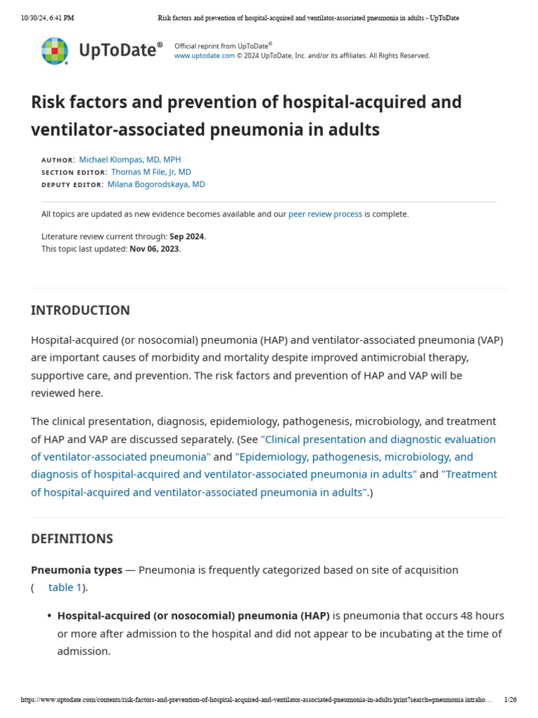 Risk Factors and Prevention of Hospital-Acquired and Ventilator ...