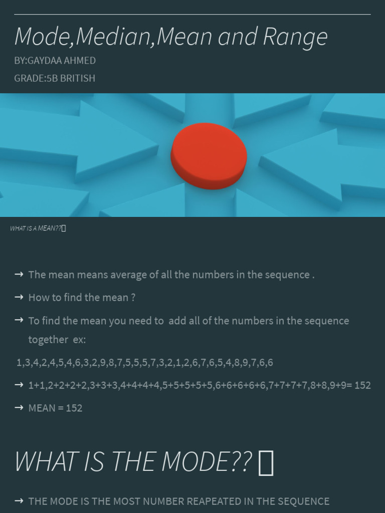 Understanding Mean, Mode, Median, Range | PDF