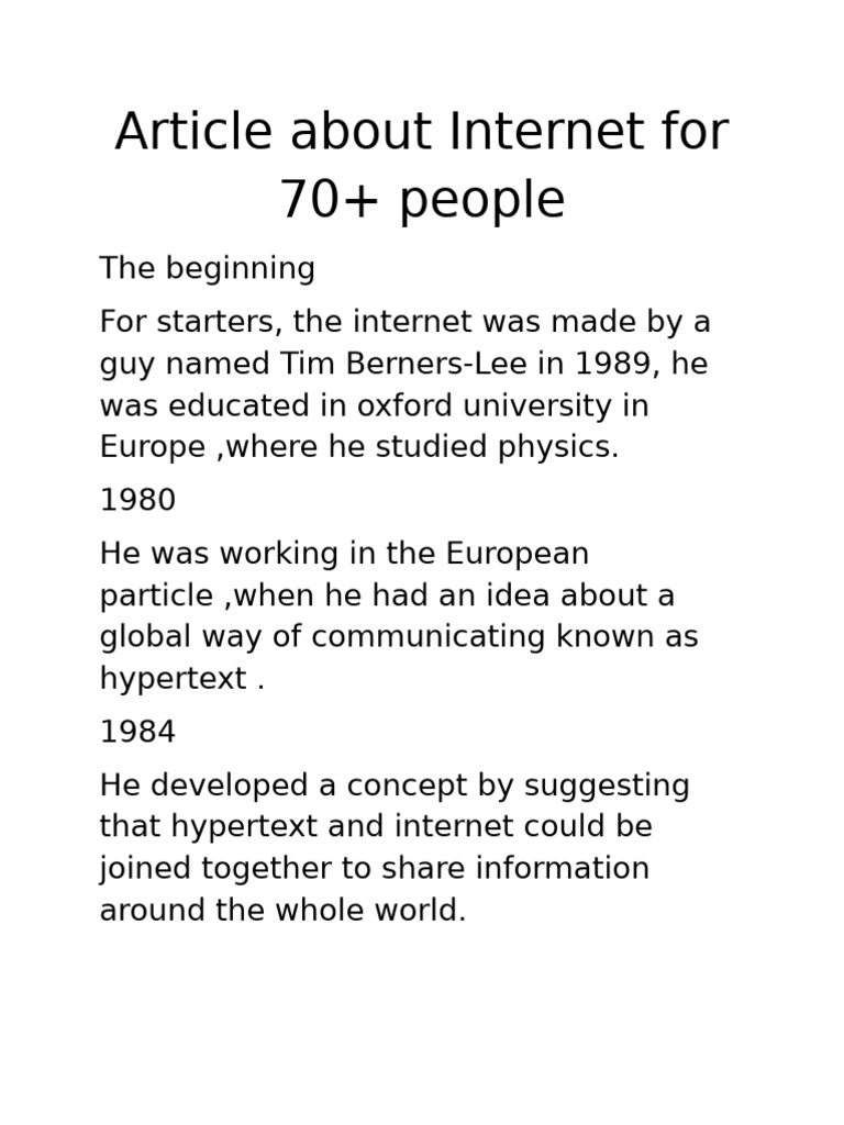Article About Internet for 70 | PDF