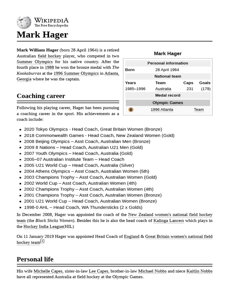 Mark_Hager | PDF | Sports | International Sports Competitions