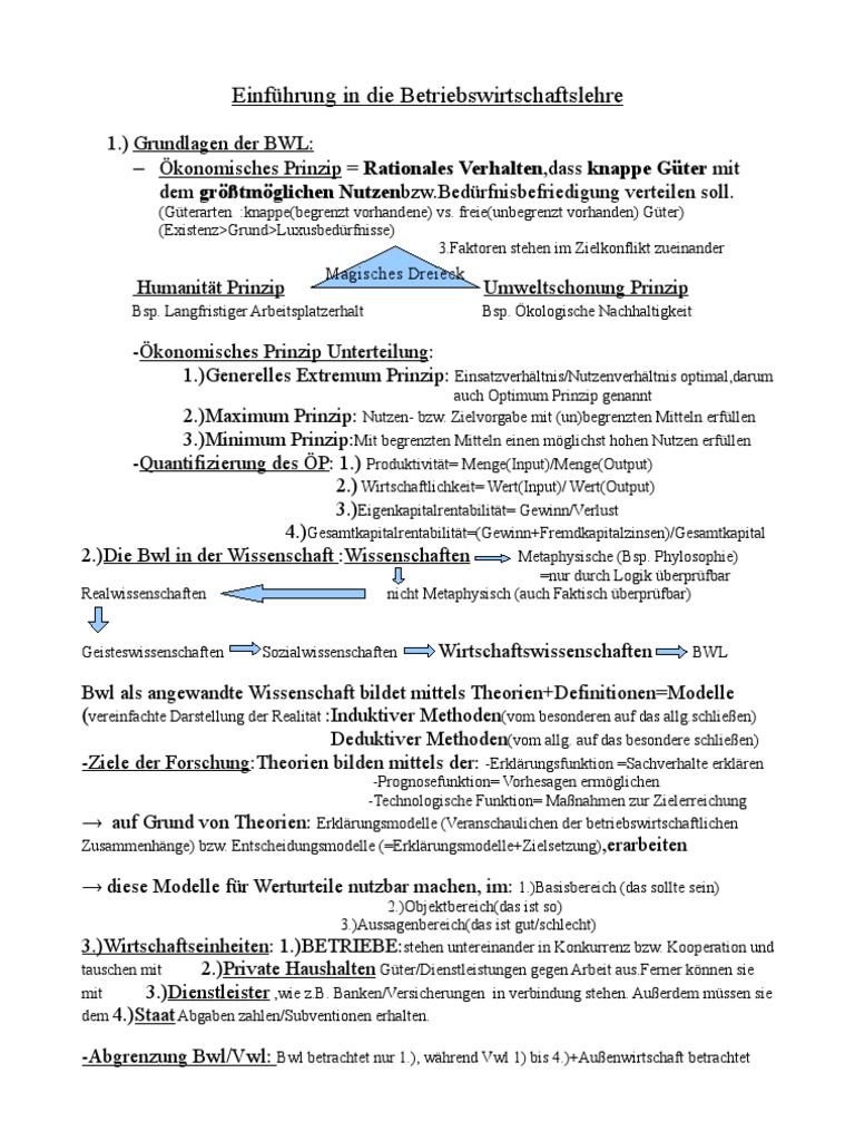 BWL Zusammenfassung | PDF