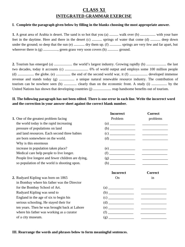 Integrated - Grammar - Ex. - 1 2 | PDF
