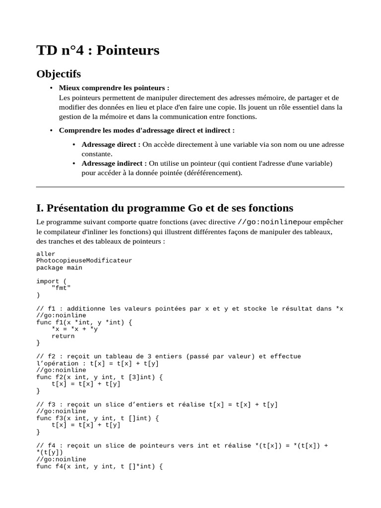 TD 4 | PDF | Pointeur (programmation) | Génie logiciel