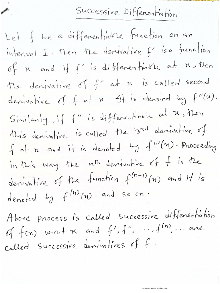Successive Differentiation | PDF
