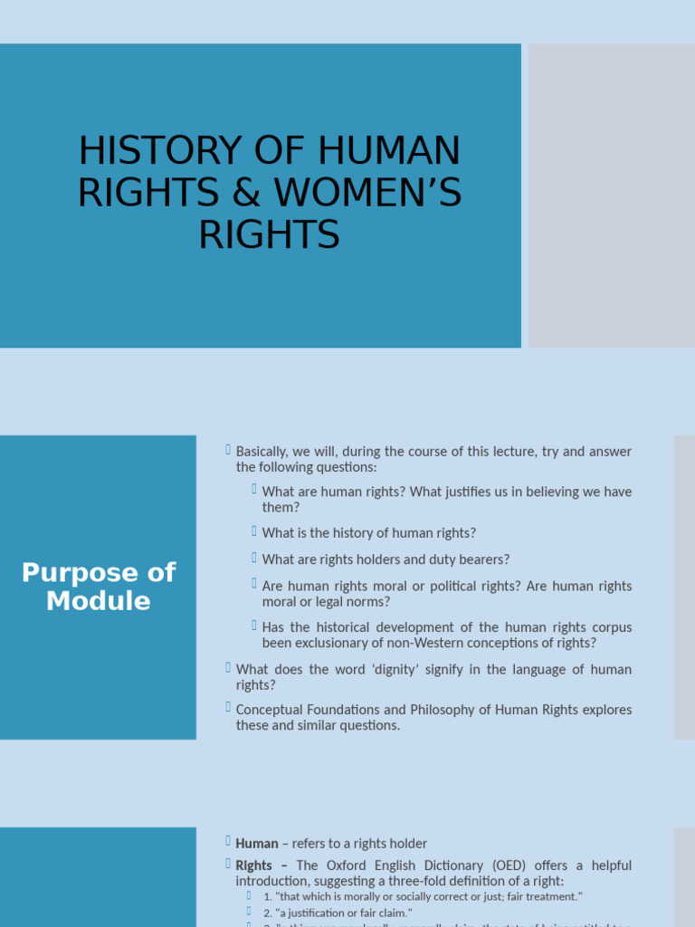 Lecture 1 History of Human Rights Womens Rights Day 1 | PDF | Human ...