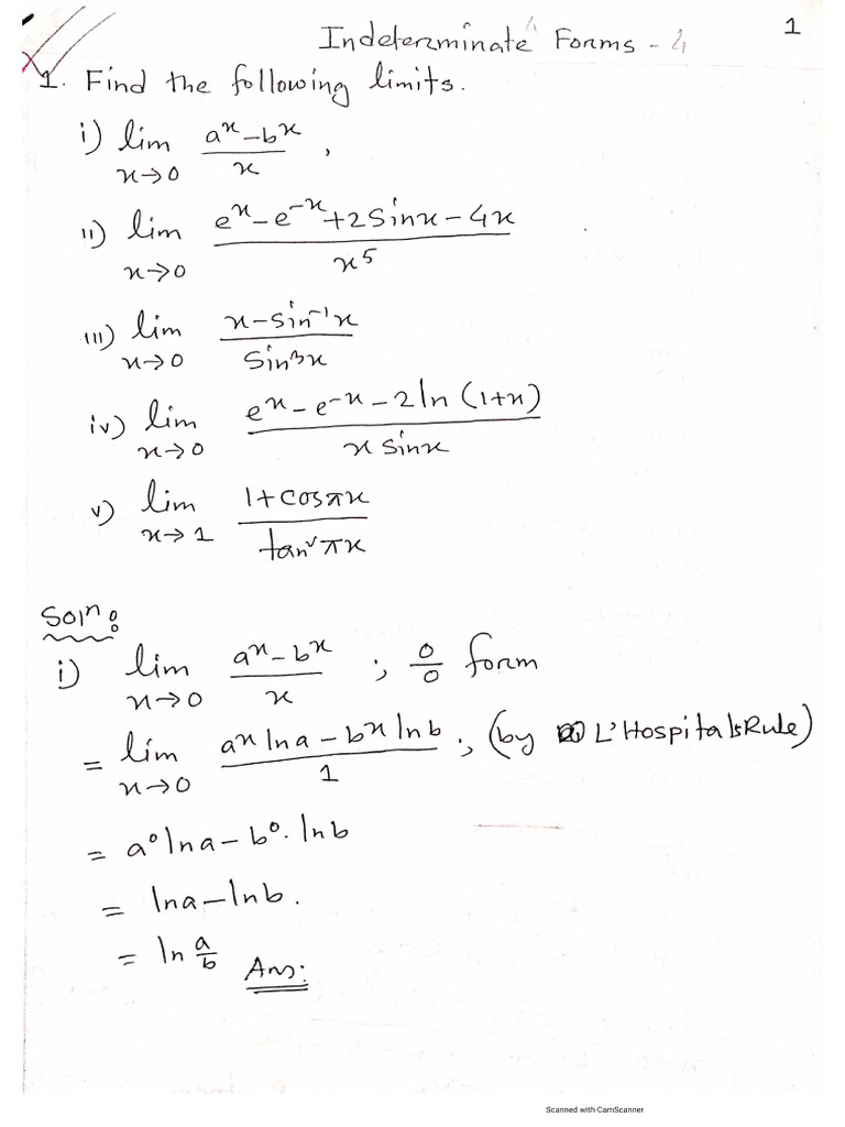 3.1 Indeterminate Forms | PDF