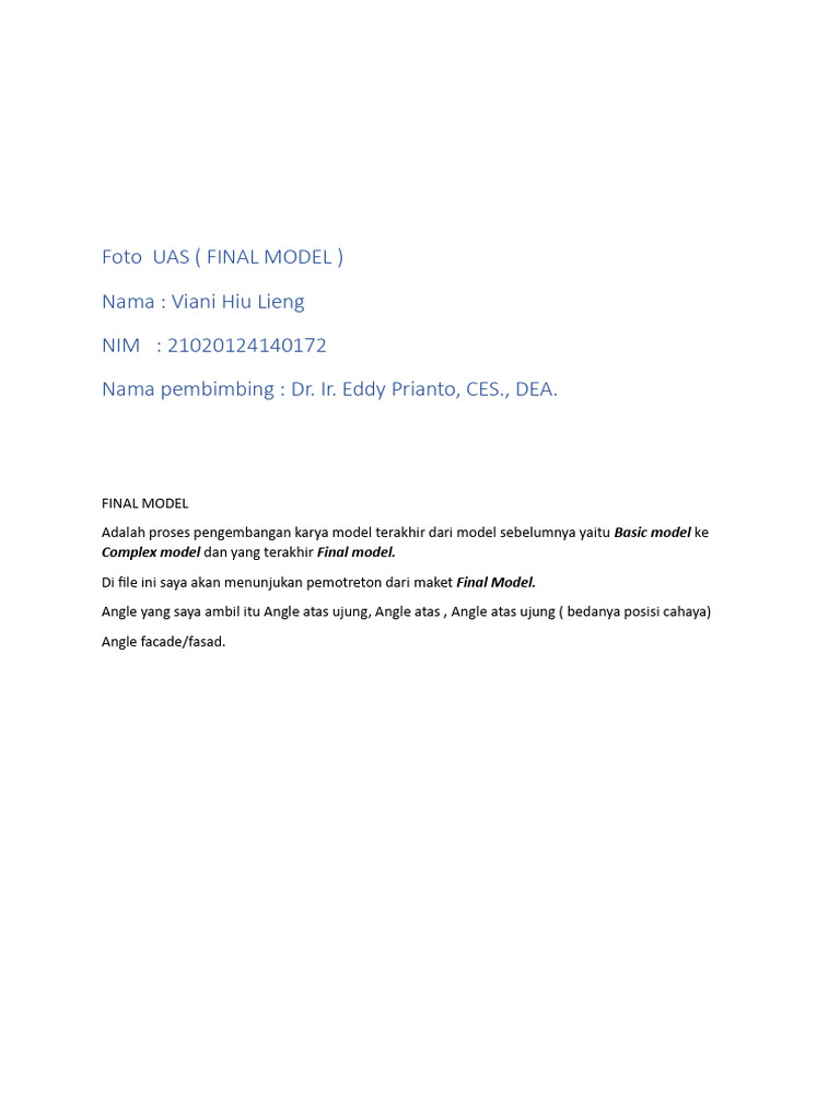Foto UAS FINAL MODEL - Perancangan Trimatra | PDF